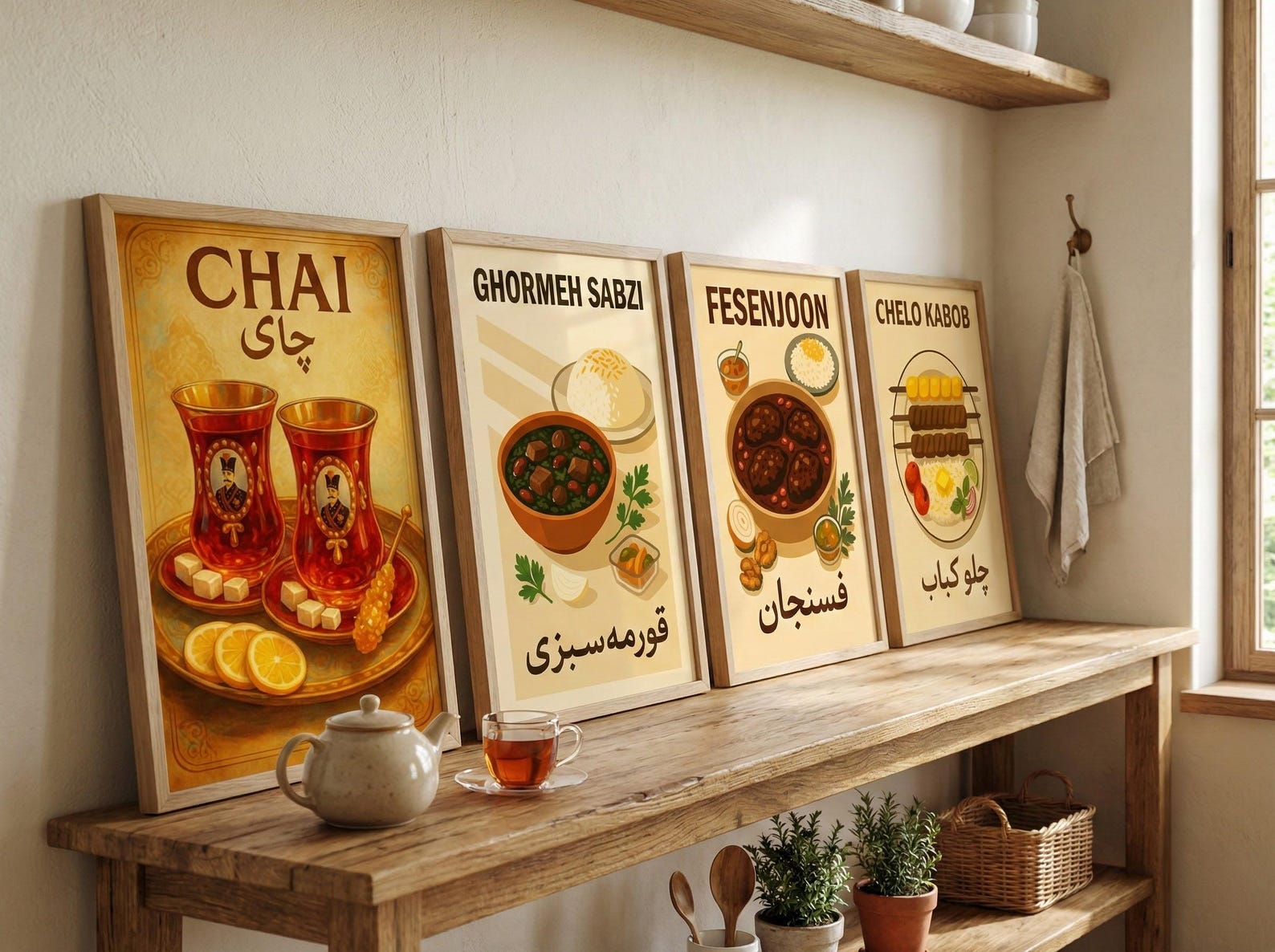 Persian Tea Chai Print | Persian Food Wall Art Poster | Vintage Qajar ...