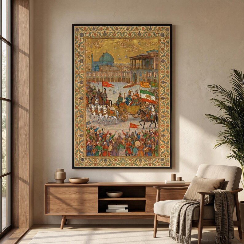 Persian Miniature, Reza Shah's Coronation Print | Iranian Safavid ...