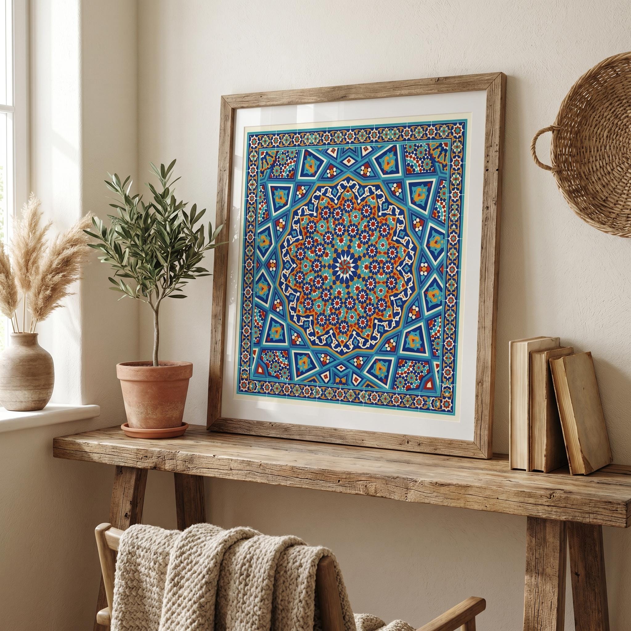 Persian Mandala Art Print | Abstract Khatam Shamseh Poster | Islamic ...