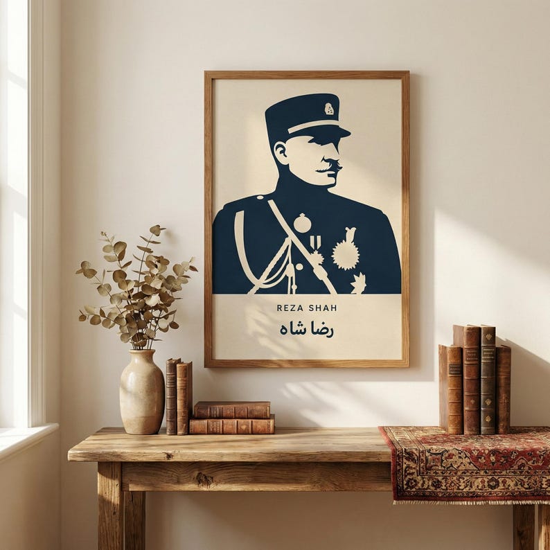 Reza Shah Pahlavi Portrait Print | Persian Wall Art Poster | Iranian ...
