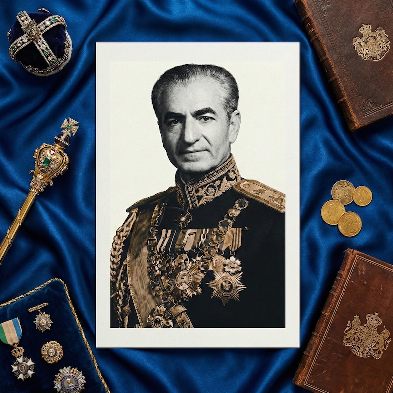 Mohammad Reza Pahlavi Portrait | Shah of Iran Print | Modern Persian ...