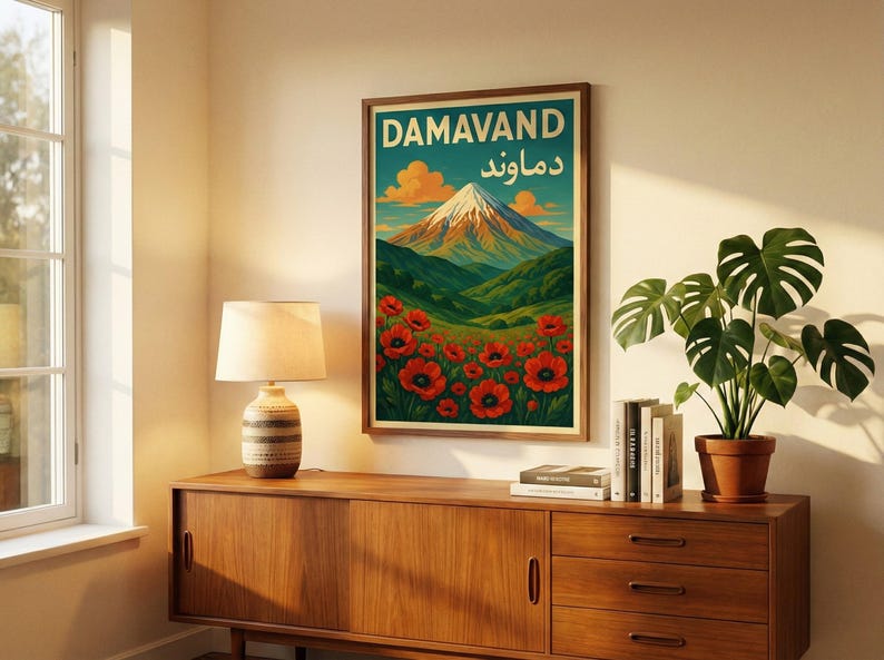 Damavand Print | Persian Wall Art Poster | Alborz Mountains Art | Iran ...