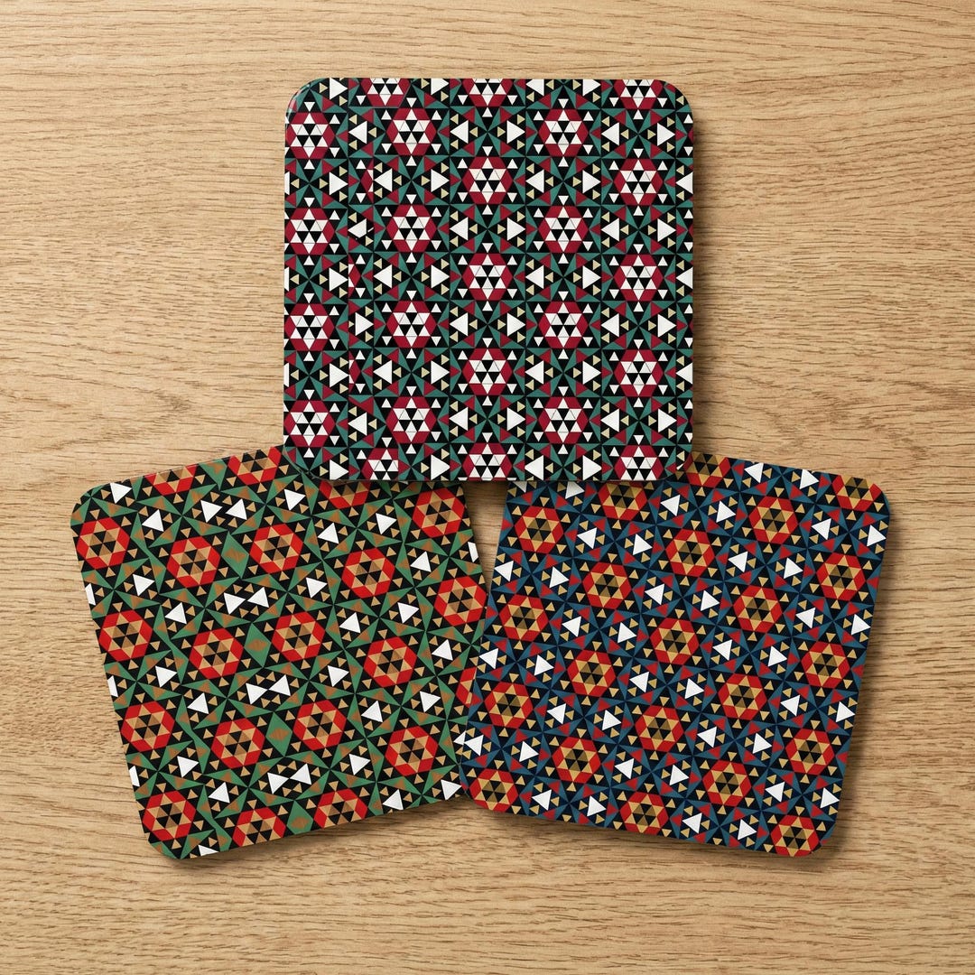 Persian Coasters | Vibrant Geometric Khatam | Iranian Tile Pattern ...