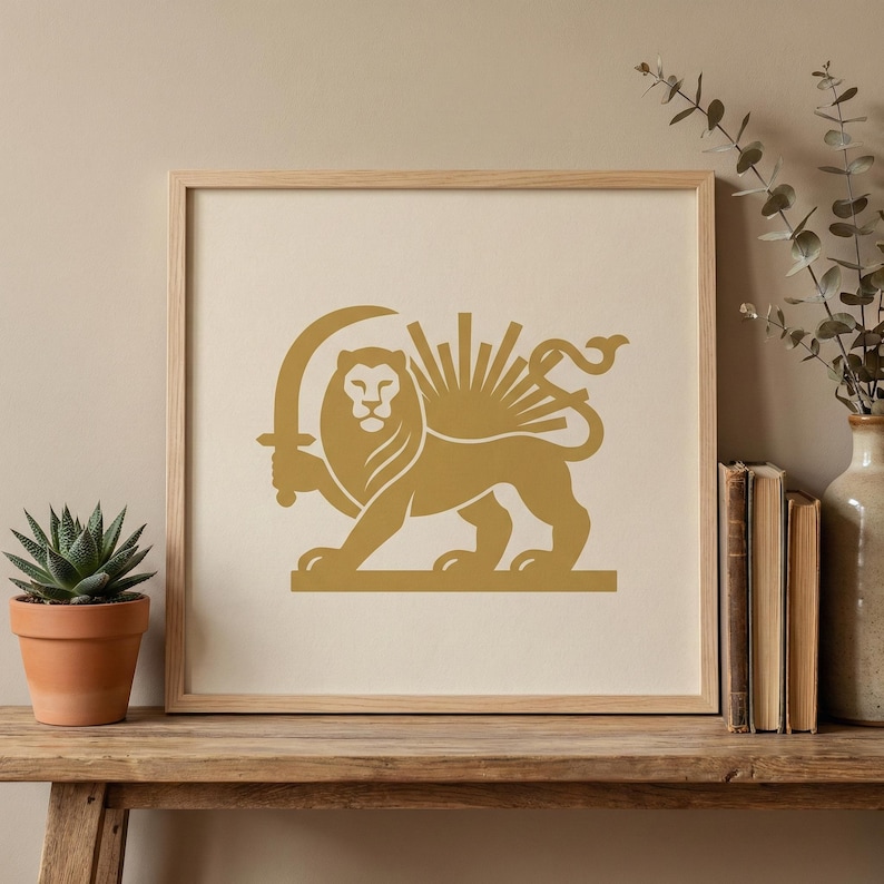 Persian (iranian) Lion and Sun Print | Pahlavi Shir-o Khorshid Flag ...