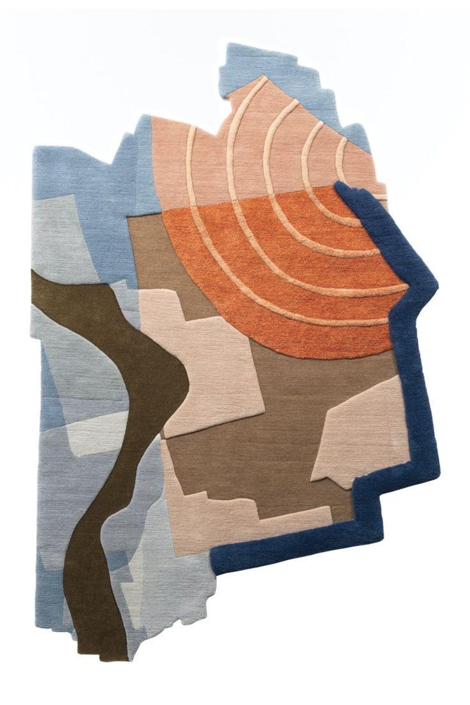Wavy Abstract Area Rug: Modern Blue & Green Tufted Carpet - Etsy