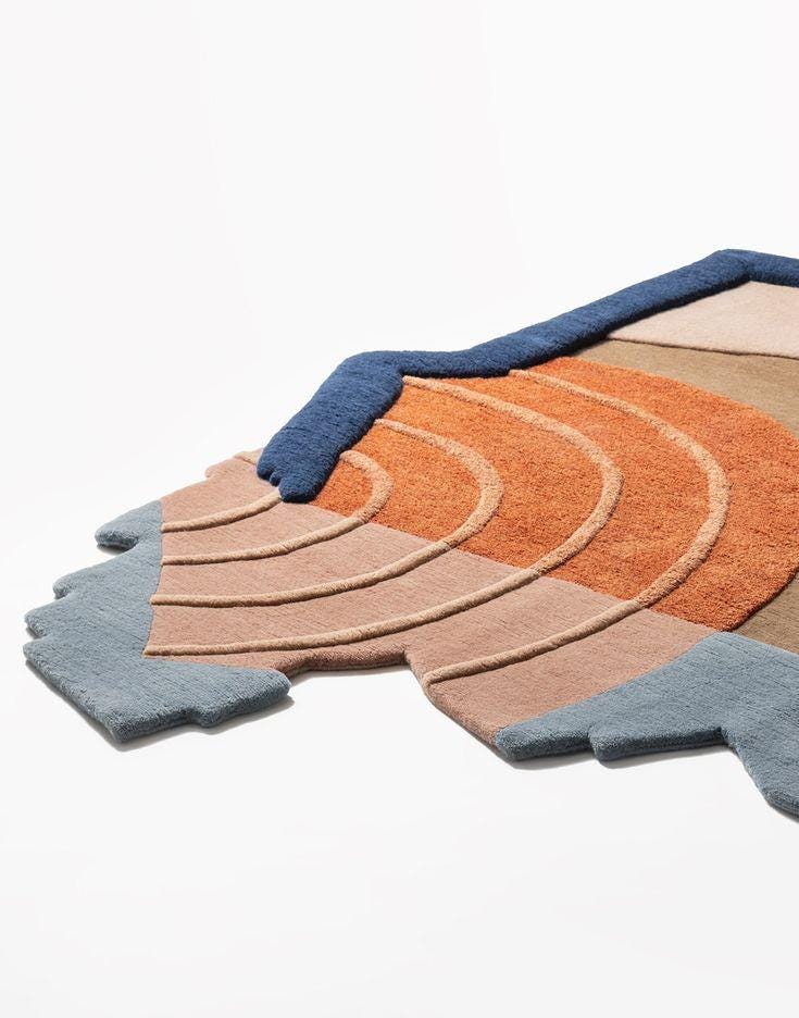 Wavy Abstract Area Rug: Modern Blue & Green Tufted Carpet - Etsy