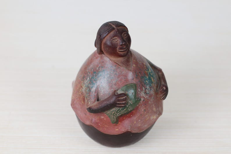 Vintage Chulucanas Pottery Figure by Manuel Adanaque, Peruvian Folk Art ...