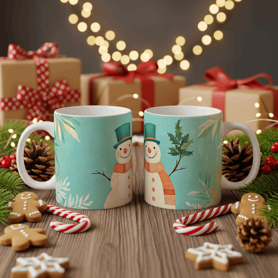 Winter Snowman Ceramic Mug | Holiday Gift for Coffee Lovers, Seasonal ...