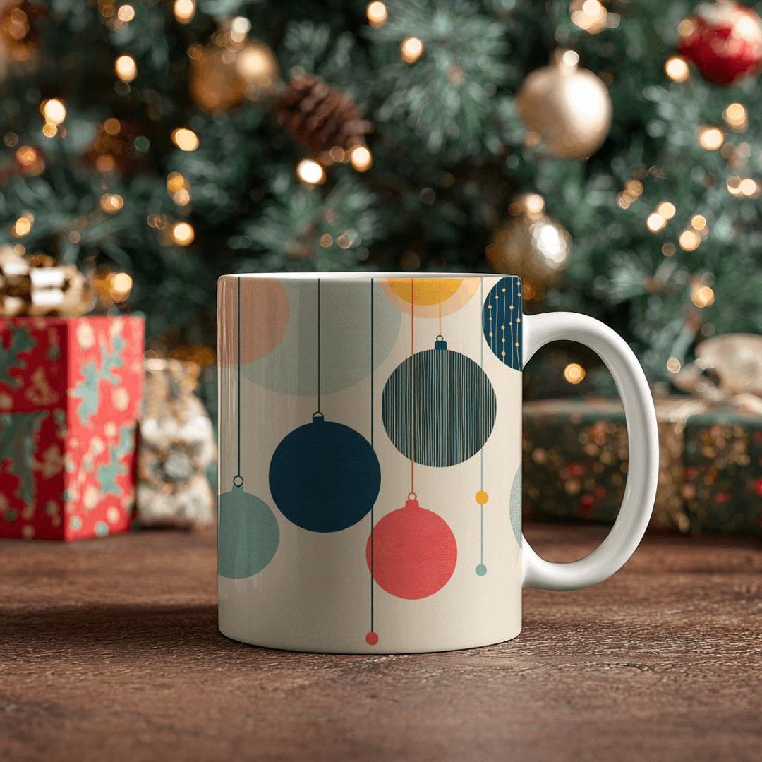 Colorful Bauble Ceramic Mug, Holiday Gift, Coffee Cup, Home Decor ...