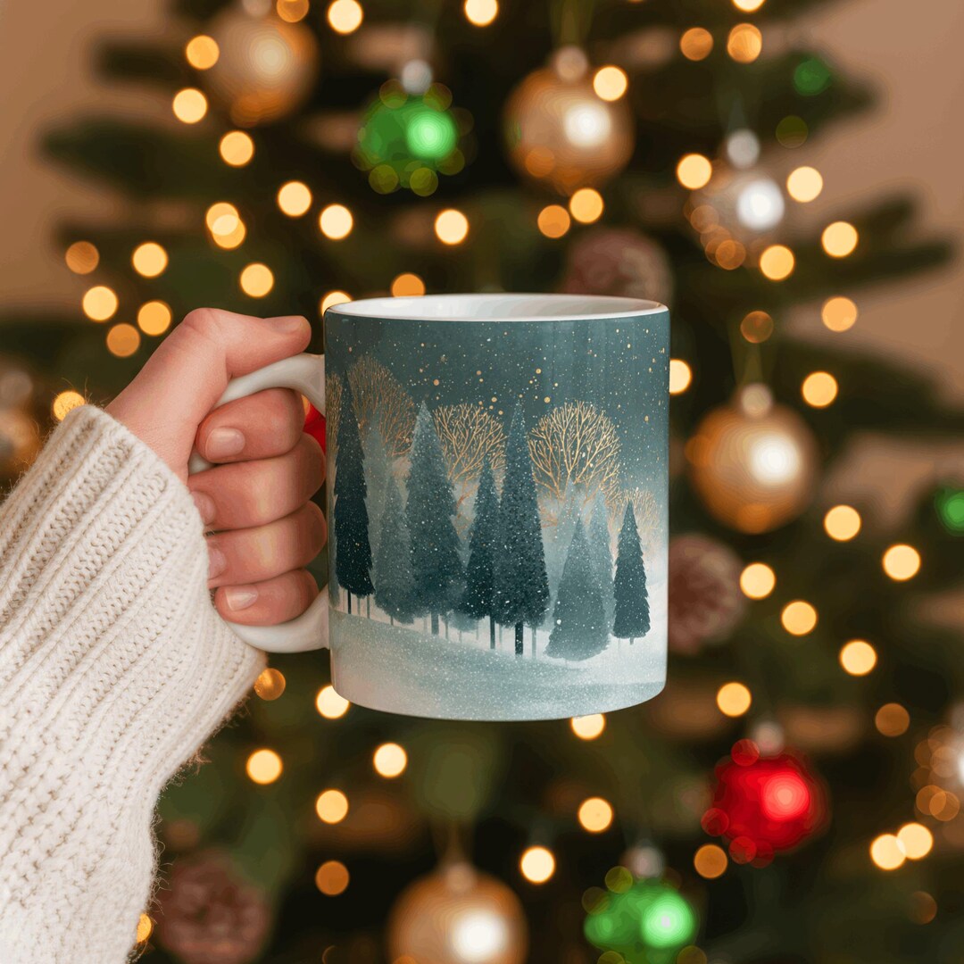 Beautiful Snowy Pine Forest Coffee Mug Christmas Forest Tea Cup Winter ...