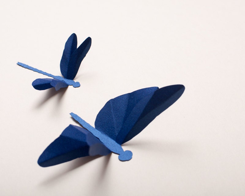 Dragonfly Wall Art: Paper Dragonflies for Woodland Nursery - Etsy
