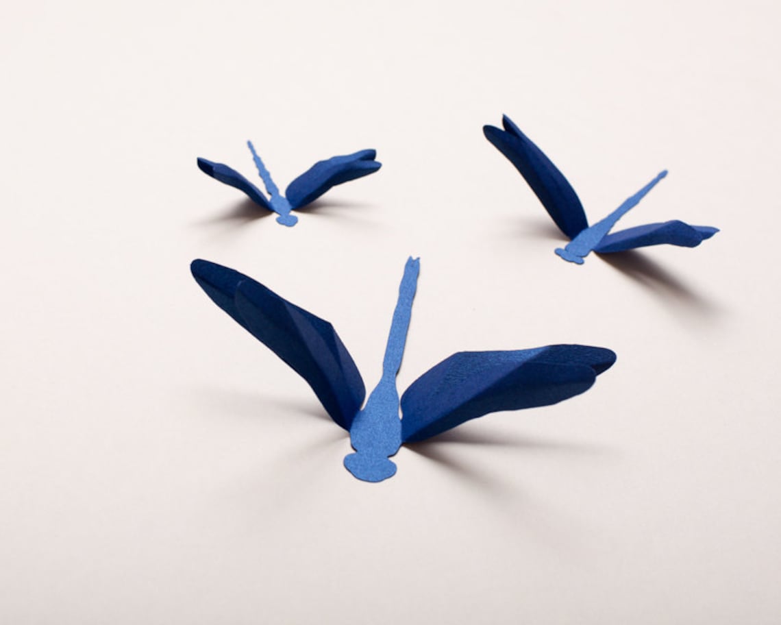 Dragonfly Wall Art: Paper Dragonflies for Woodland Nursery - Etsy