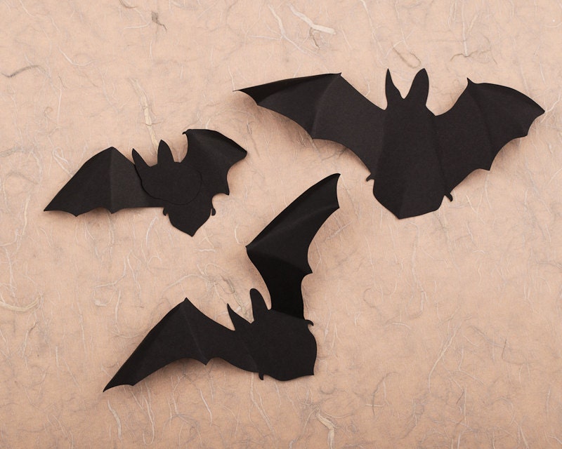 3D Bat Decor, Black Paper Bats Halloween Party Decorations, Bat Wall ...