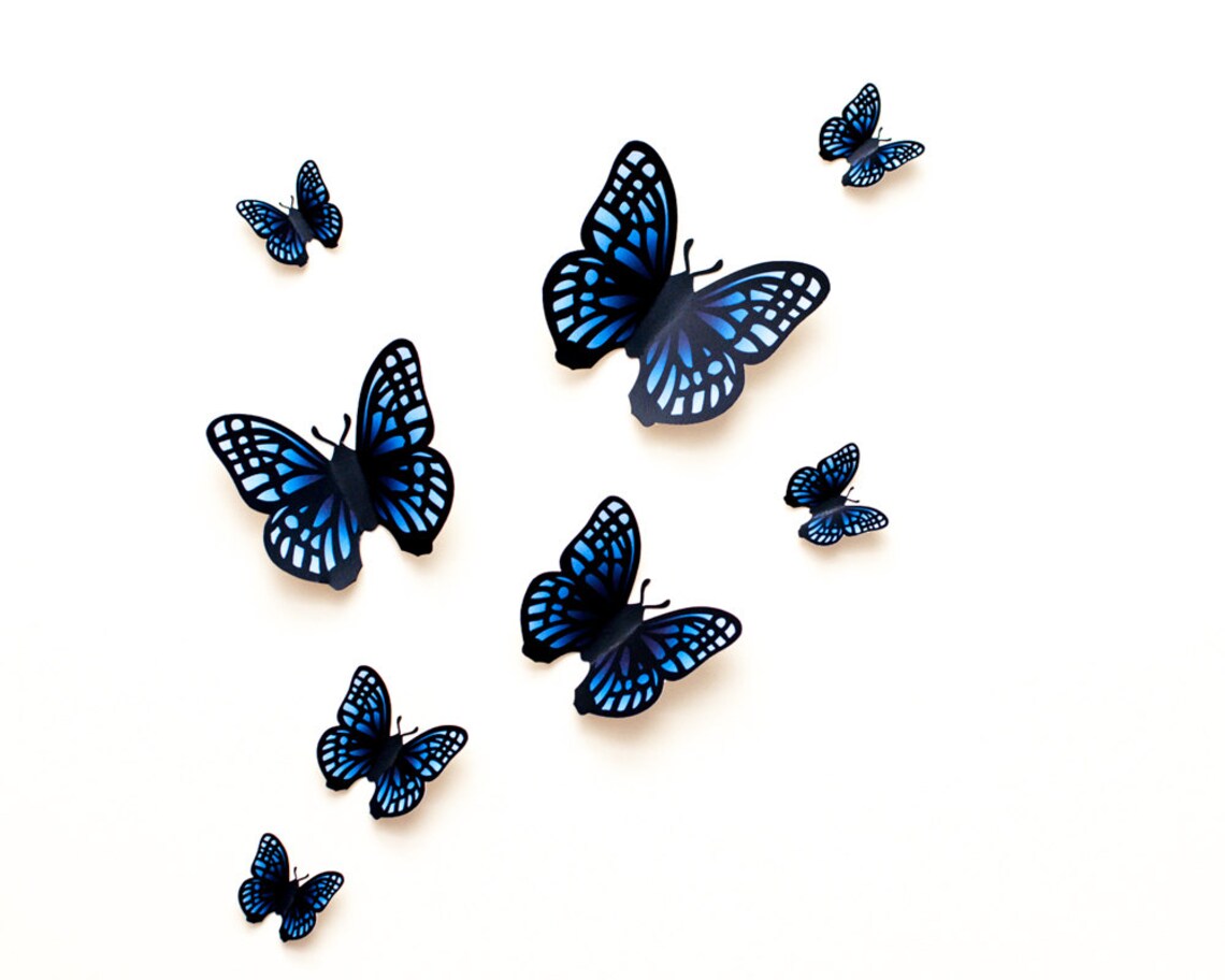 3D Wall Butterflies: Blue Gradient Butterfly Wall Art for - Etsy