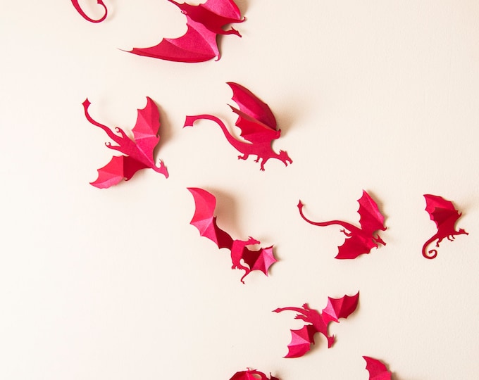 3D Dragon Decor: Game of Thrones Inspired Paper Dragon Wall Decals Red ...