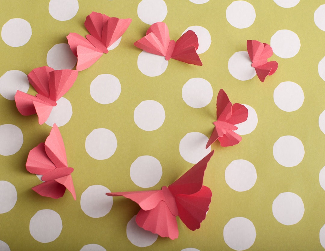 Pink Butterfly Nursery Wall Decor Girls Room, Watermelon Pink Birthday ...