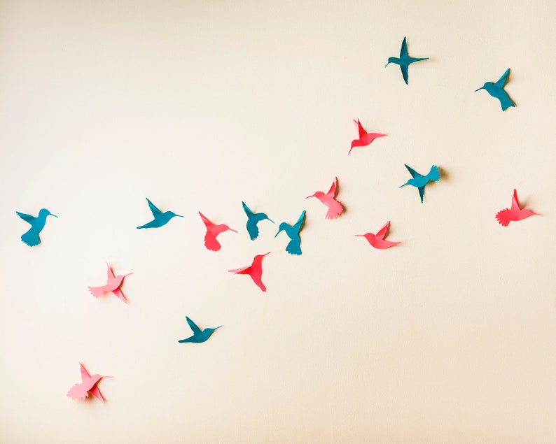 3d Hummingbird Art, 3D Bird Wall Art, Wall Birds Set, Hummingbird Wall ...