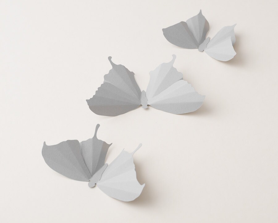 3D Wall Butterflies: Fog Grey Butterfly Silhouettes for Home | Etsy