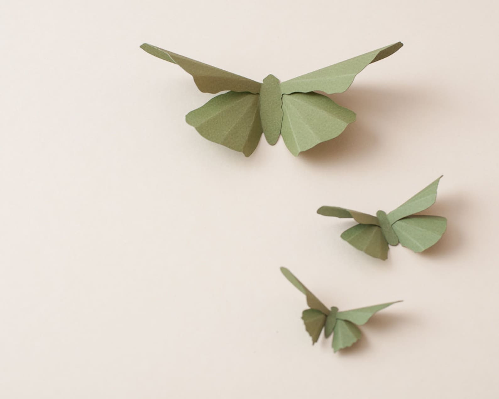 3D Wall Butterflies: Olive Green Butterfly Silhouettes for Girls Room ...