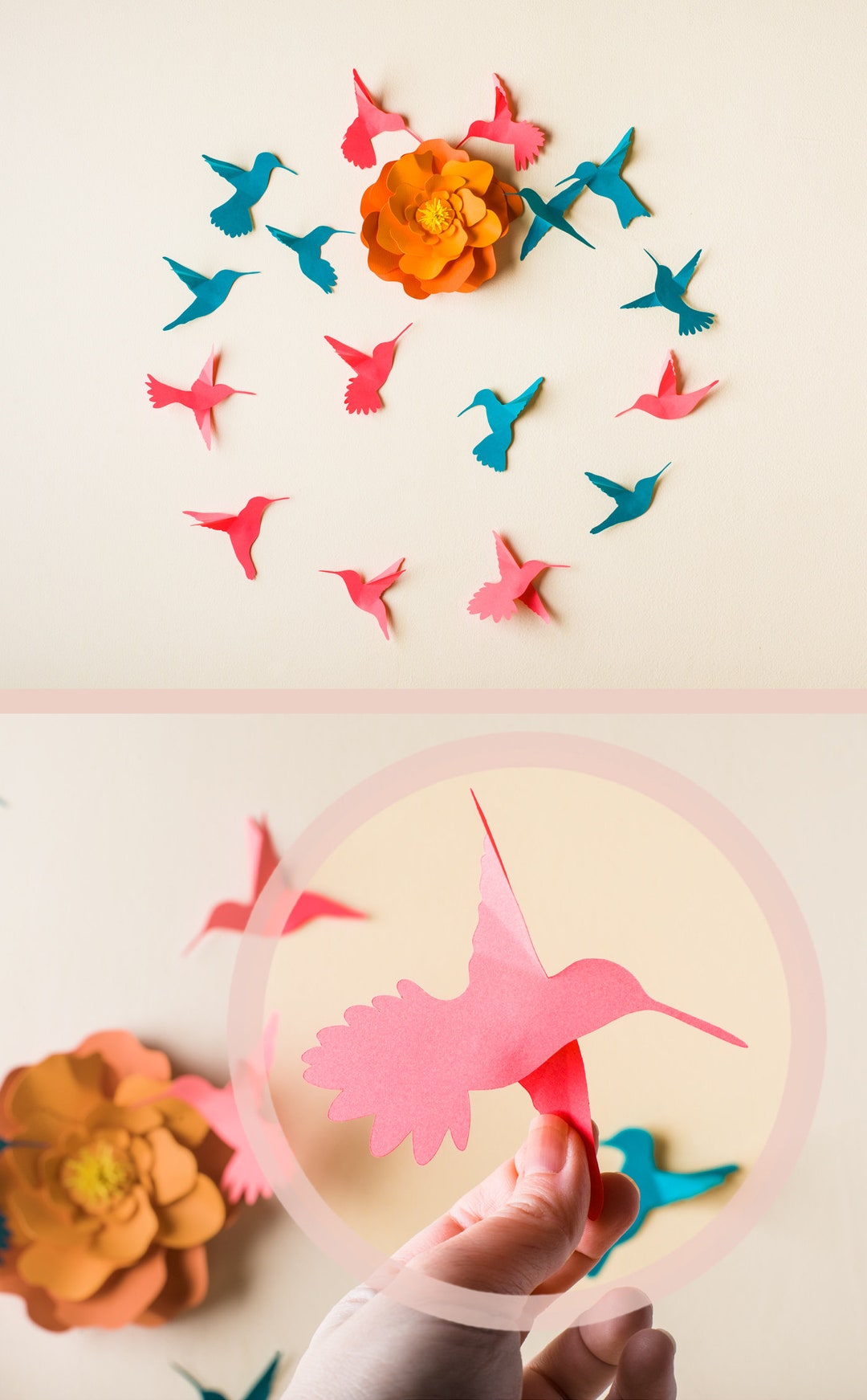 3d Hummingbird Art, 3D Bird Wall Art, Wall Birds Set, Hummingbird Wall ...