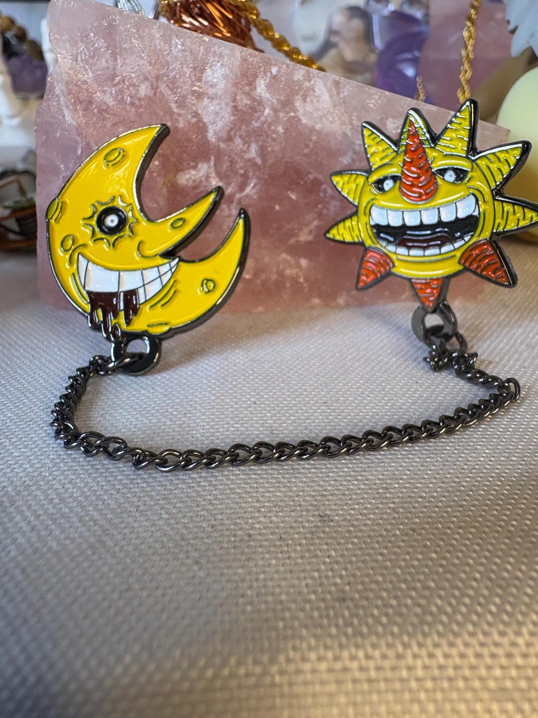 Sun and Moon Enamel Pin Connected - Etsy