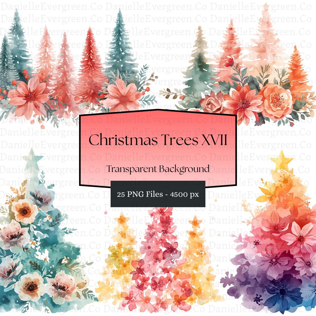 25 Transparent PNG, Christmas Trees Digital Download, Printable Holiday ...