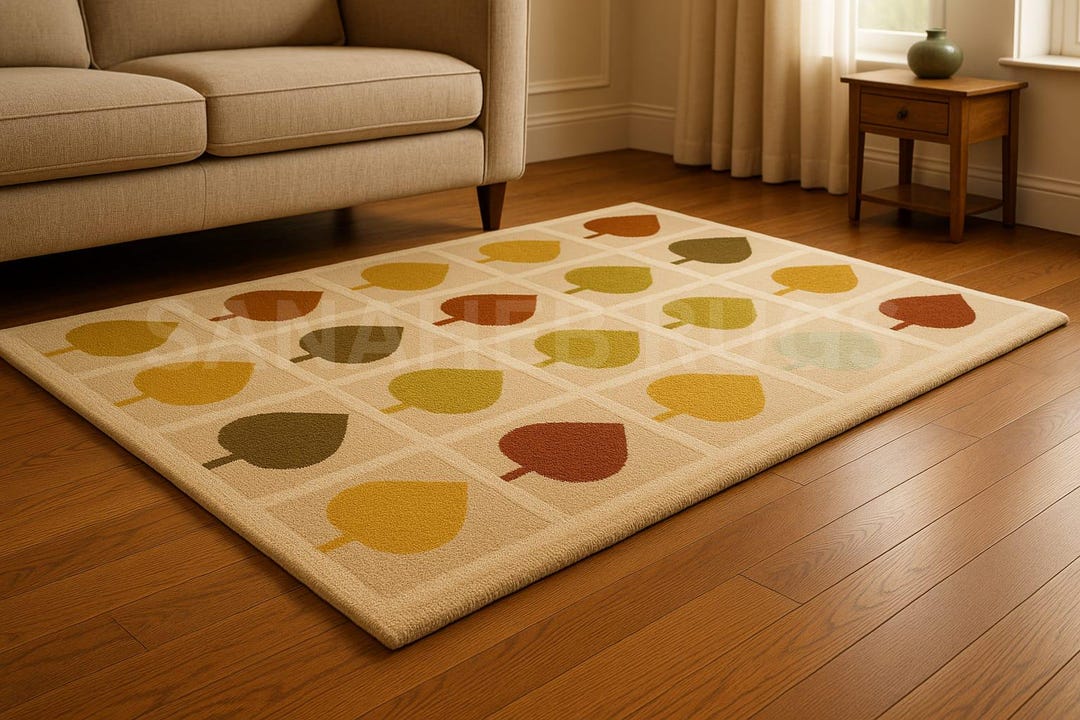 Autumn Leaf Pattern Rug 5x8 | Modern Beige, Multicolor Area Rug 6x6 ...