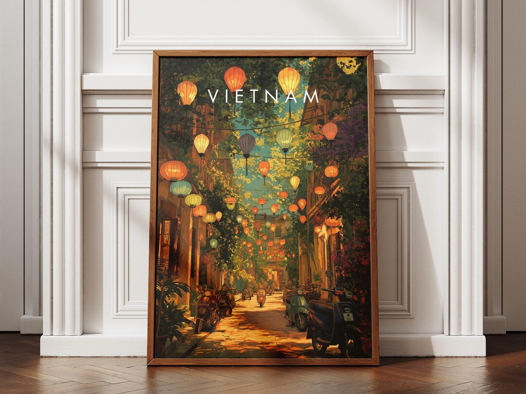 Vietnam Travel Poster: Hội an Lantern Street Art Print, Vietnam, Hanoi ...