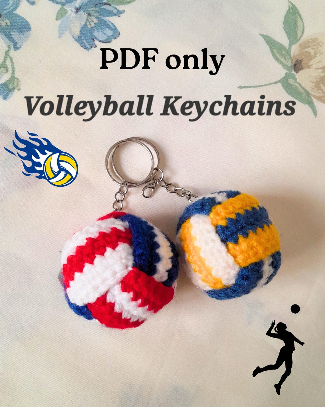 Crochet Volleyball Pattern: Amigurumi Sport Ball Keychain (PDF Download ...