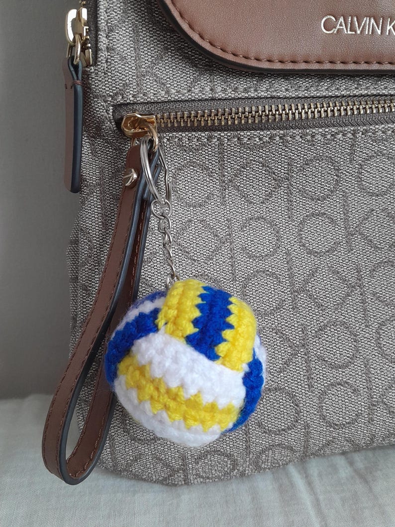 Crochet Volleyball Pattern: Amigurumi Sport Ball Keychain (PDF Download ...