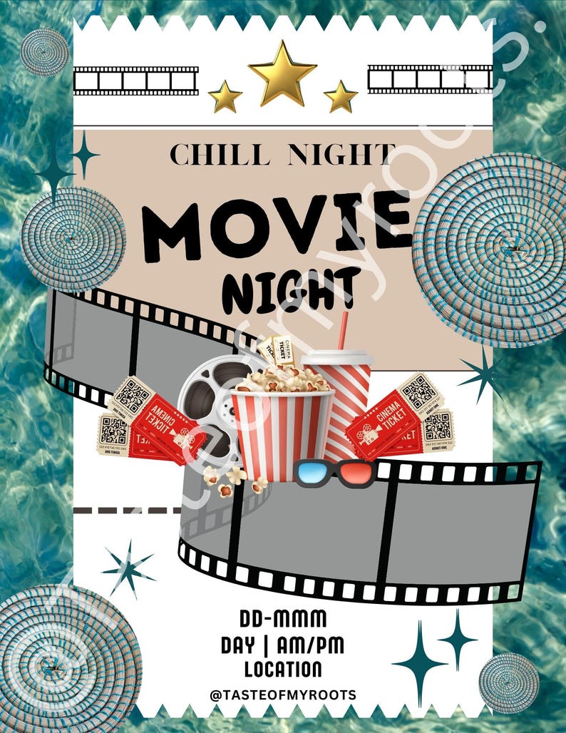 Movie Night Poster/ Netflix & Chill Template: Printable Canva Design ...