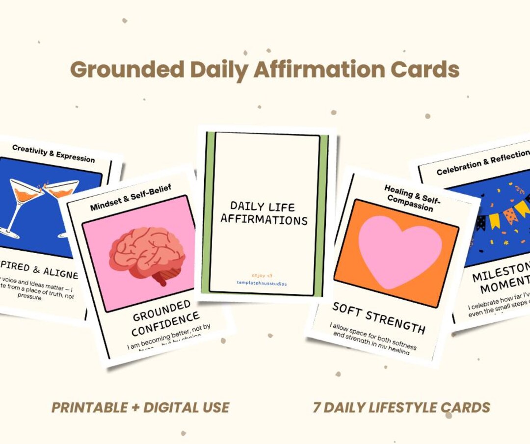 Grounded Daily Affirmation Cards, Self-care & Mindset Deck (digital ...