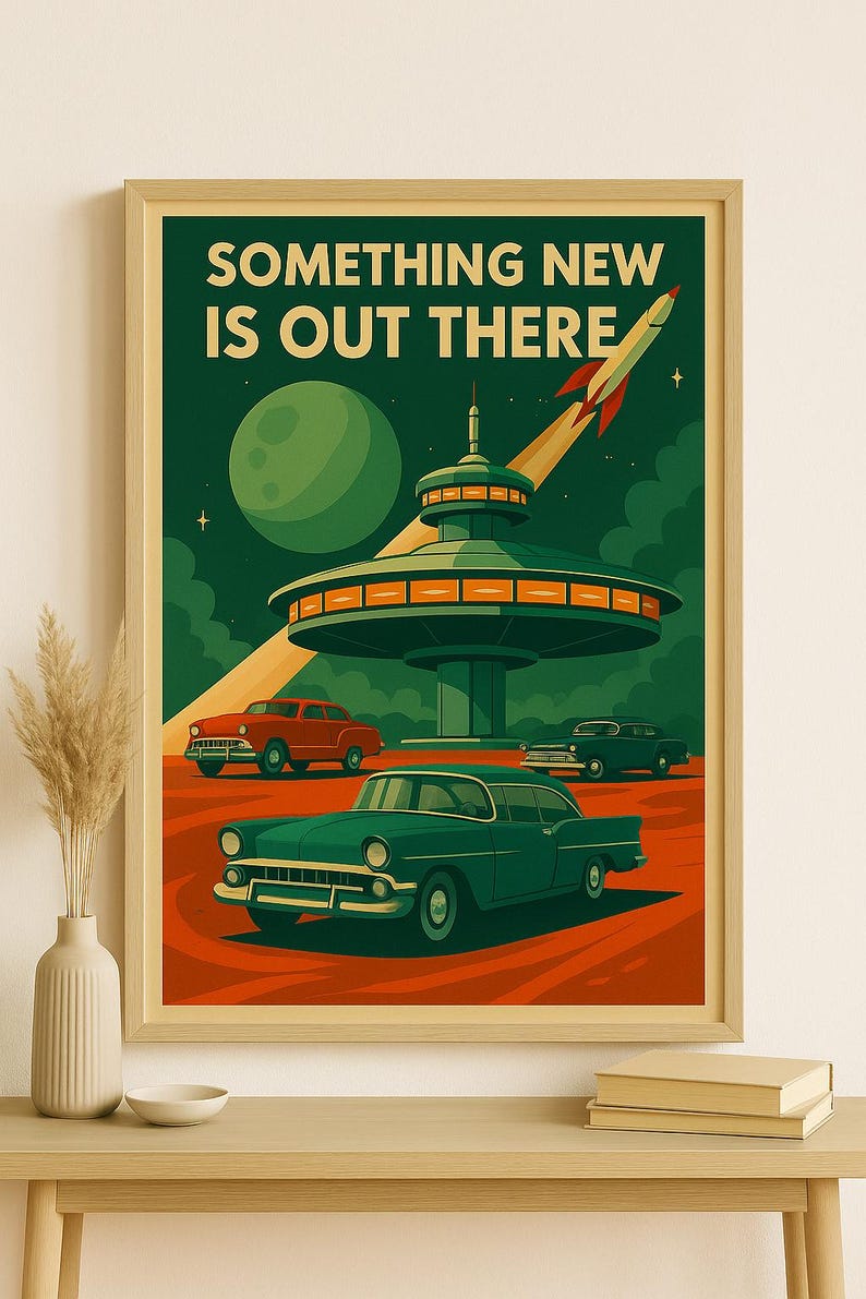 Retro Space Travel Poster Set – Printable Wall Art, Mid Century Sci-fi ...