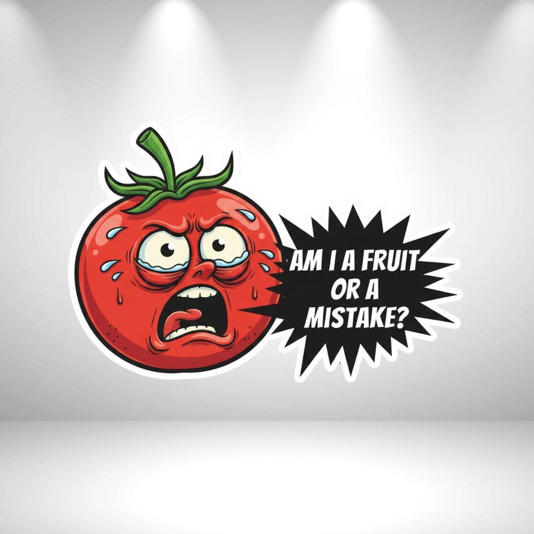 Funny Tomato PNG | Am I a Fruit or a Mistake Sticker | Silly Tomato ...