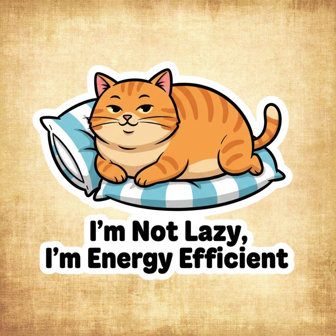 Lazy Orange Tabby Cat Sticker – Funny Kawaii Decal (digital Download ...