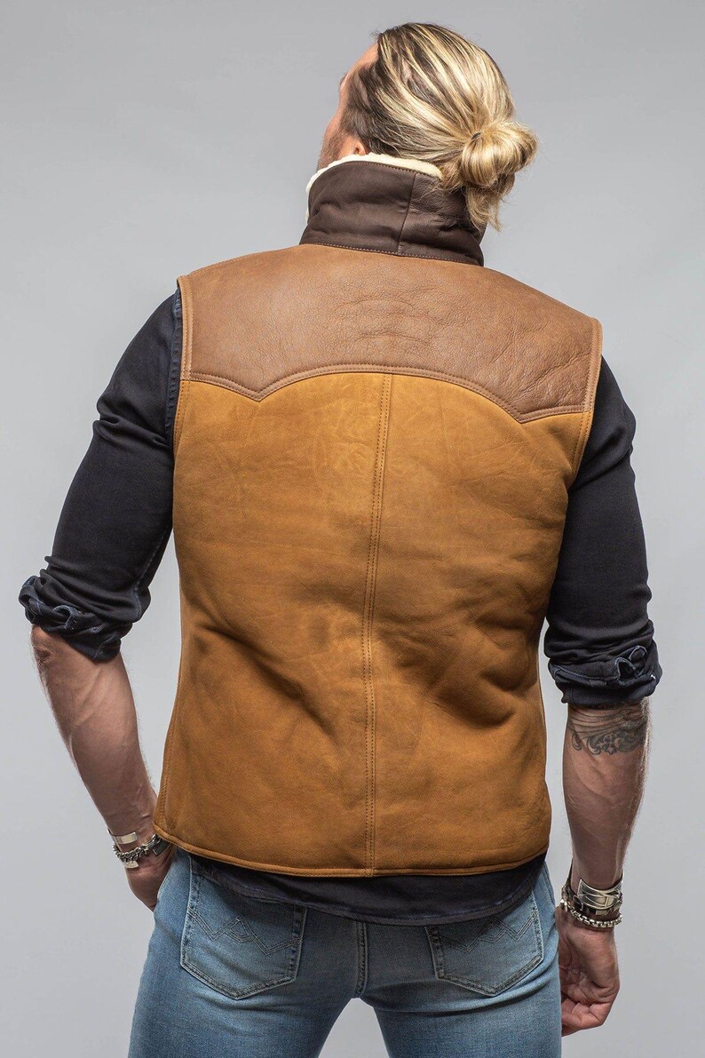 Genuine Sheepskin Shearling Vest: Men's Leather Gilet, Luxury Body ...