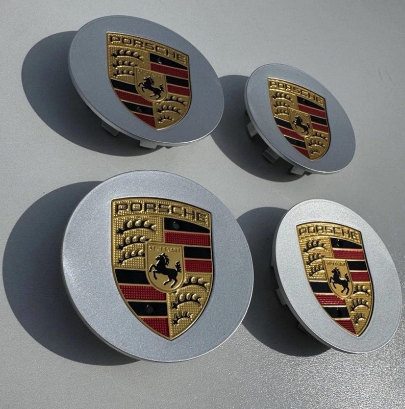 Set of 4 Porsche 76mm Silver Center Caps – OEM Style Wheel Hub Covers ...