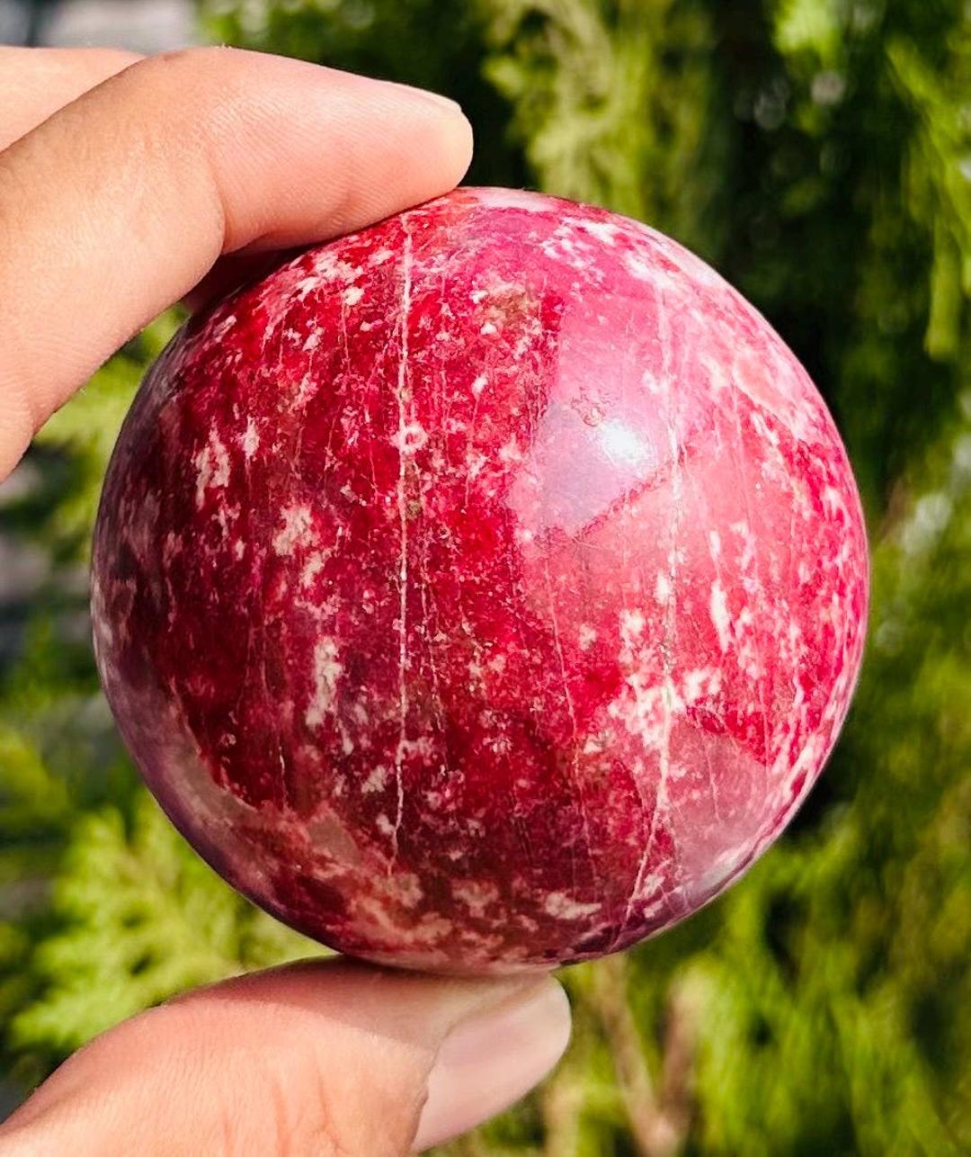 60 MM RARE Pink Thulite Crystal Sphere-polished Thulite Gemstone Sphere ...