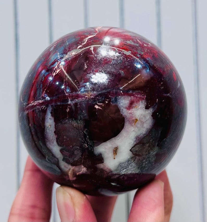 82 MM Red Jasper Hematite Crystal Sphere-red Jasper With Hematite ...