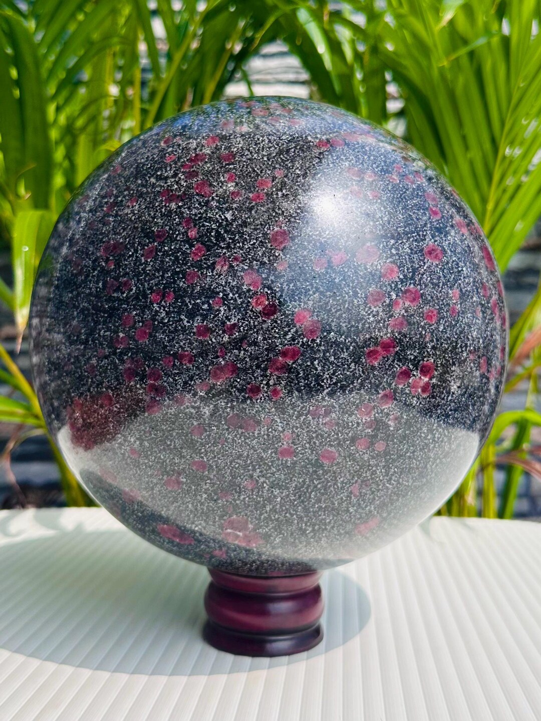210 MM Large Pink Ruby Spinel Sphere-healing Crystal Gemstone Decor ...