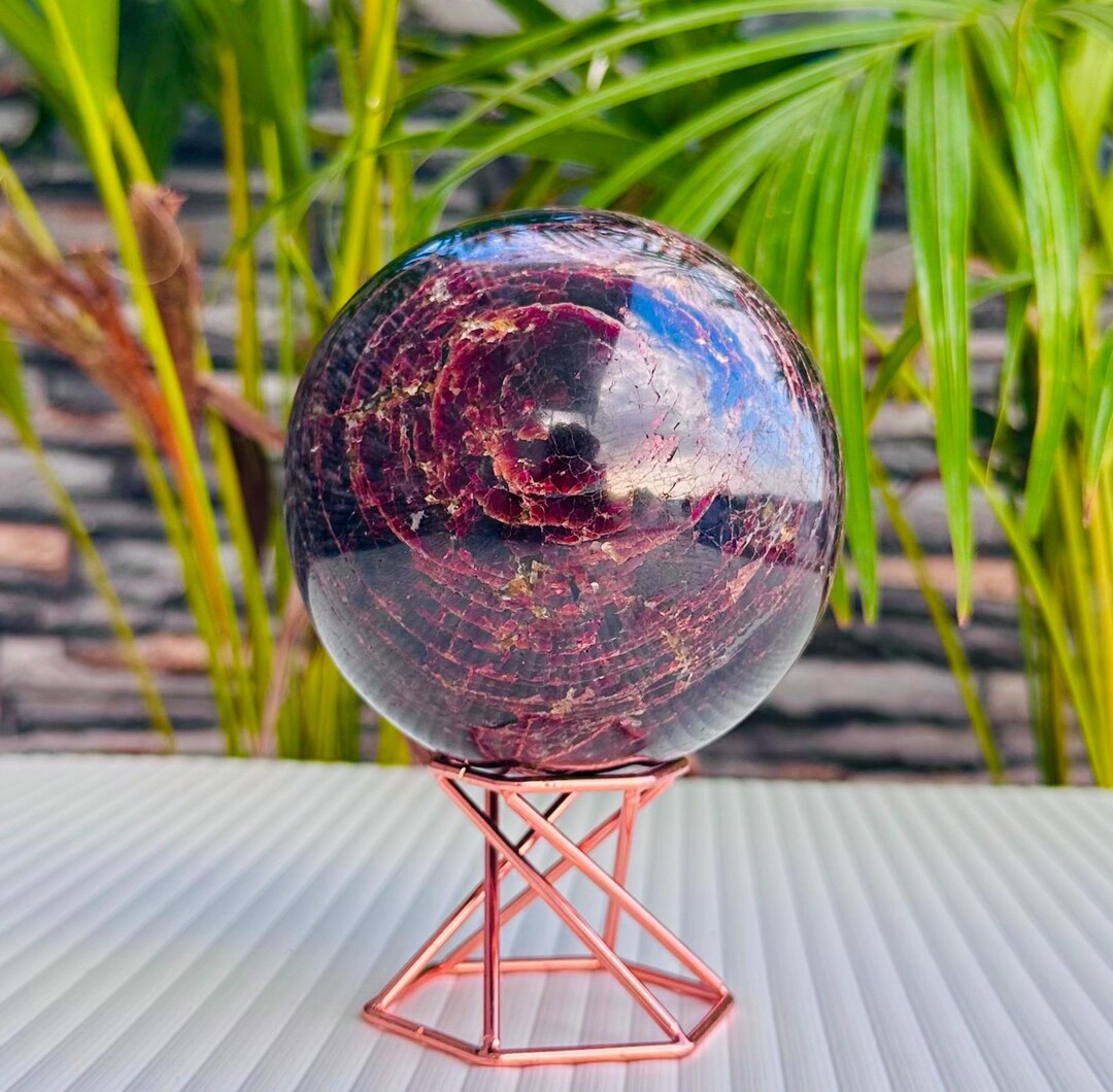 Red Garnet Crystal Sphere (90 MM): Root Chakra Stone, Office Decor - Etsy