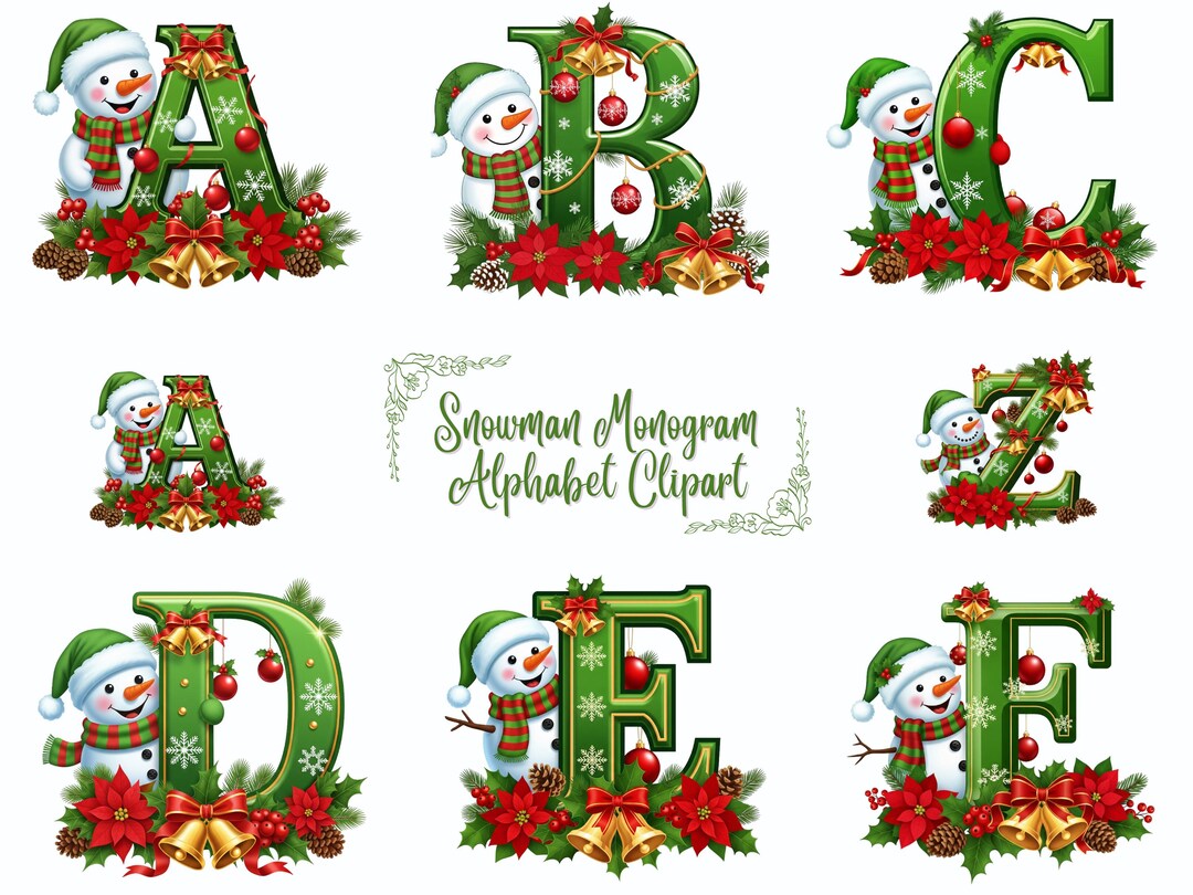 Christmas Clipart Alphabet, Christmas Letters With Numbers, Christmas ...