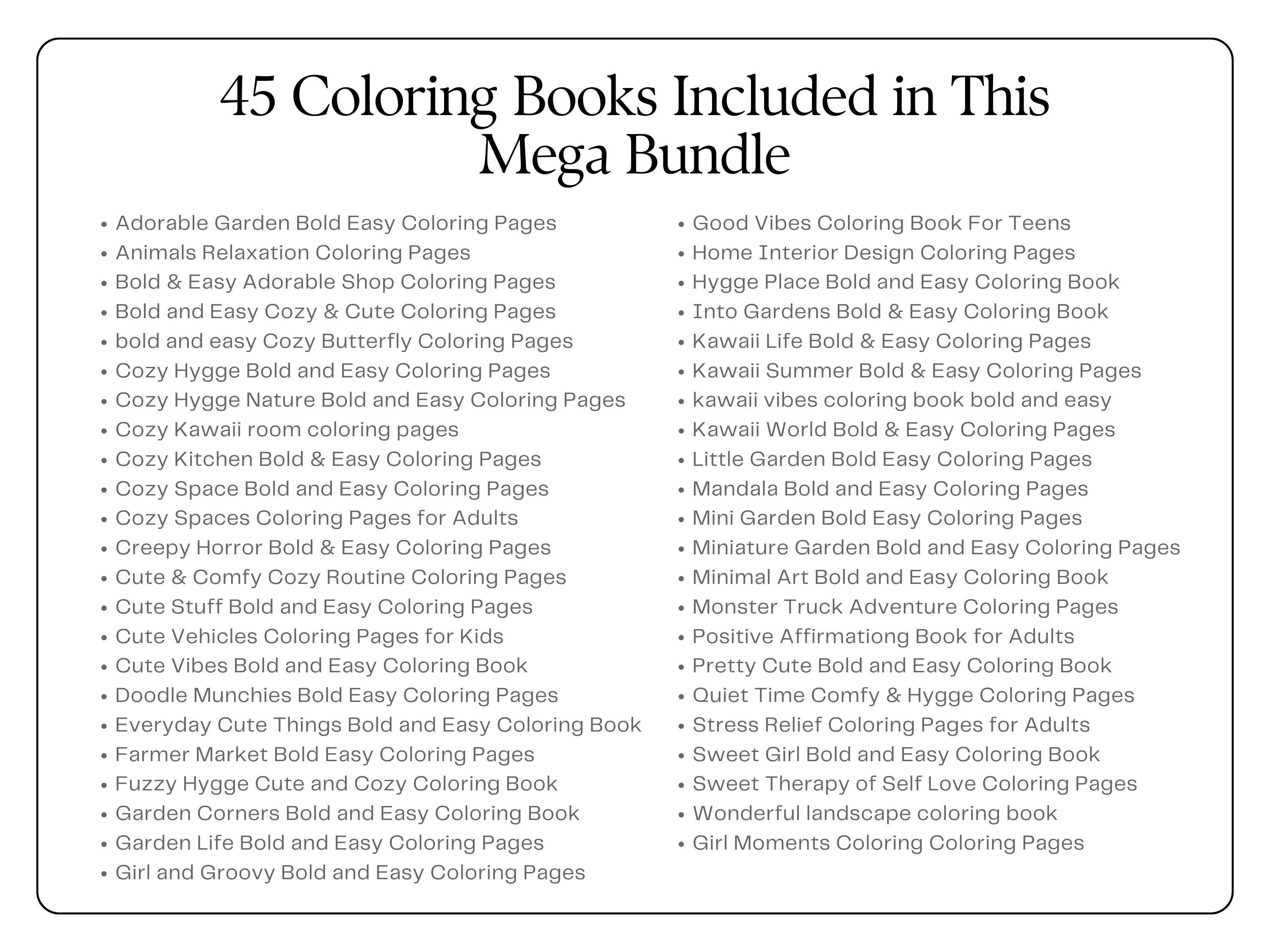 Kids Coloring Book Bundle | Printable PDF Coloring Pages for Kids | 45 ...