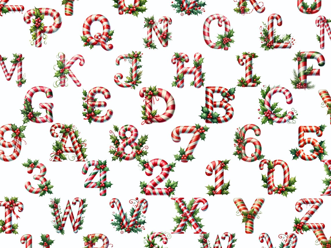 Christmas Alphabet Clipart, Candy Stripe Letters Png, Red White Stripe ...
