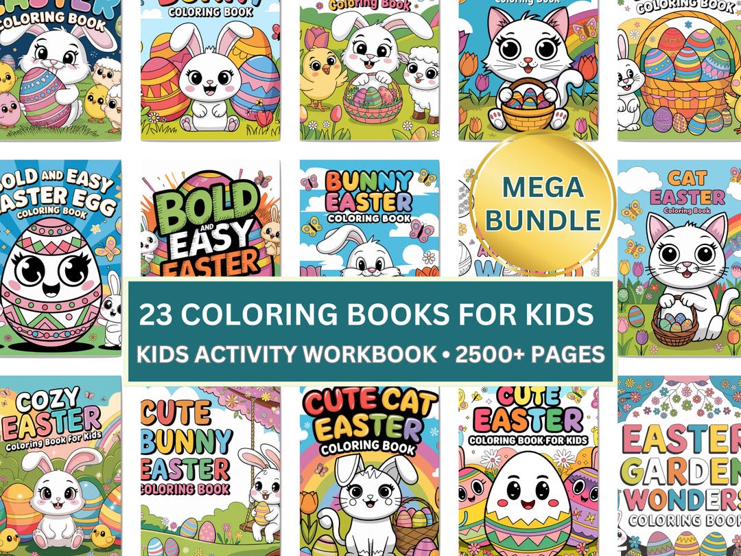 Easter Coloring Pages Bundle 2500+ Pages, 23 Coloring Books | Printable ...
