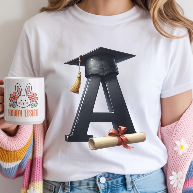 Graduation Cap Alphabet Clipart A-Z Letters PNG (transparent 300 DPI ...