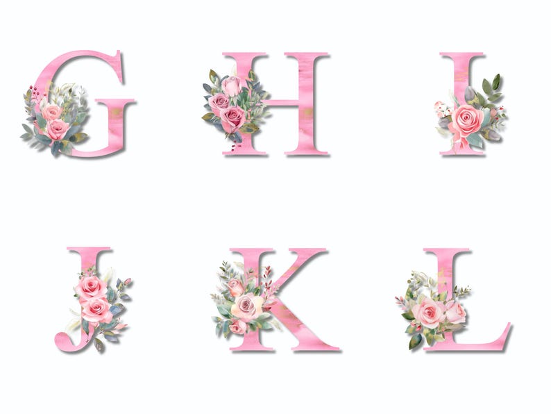 Pink Alphabet Clipart, Blush Pink Alphabet Png, Watercolor Alphabet A–Z ...