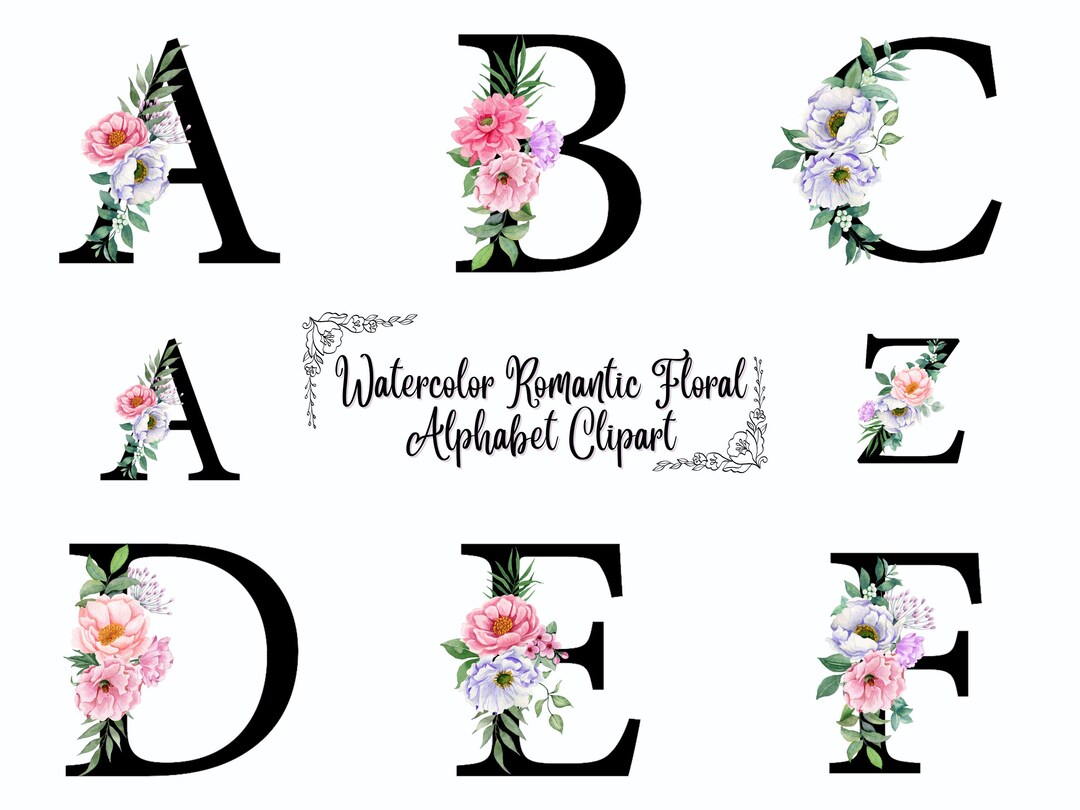 Watercolor Alphabet Clipart, Black Watercolor Alphabet Set, Black ...