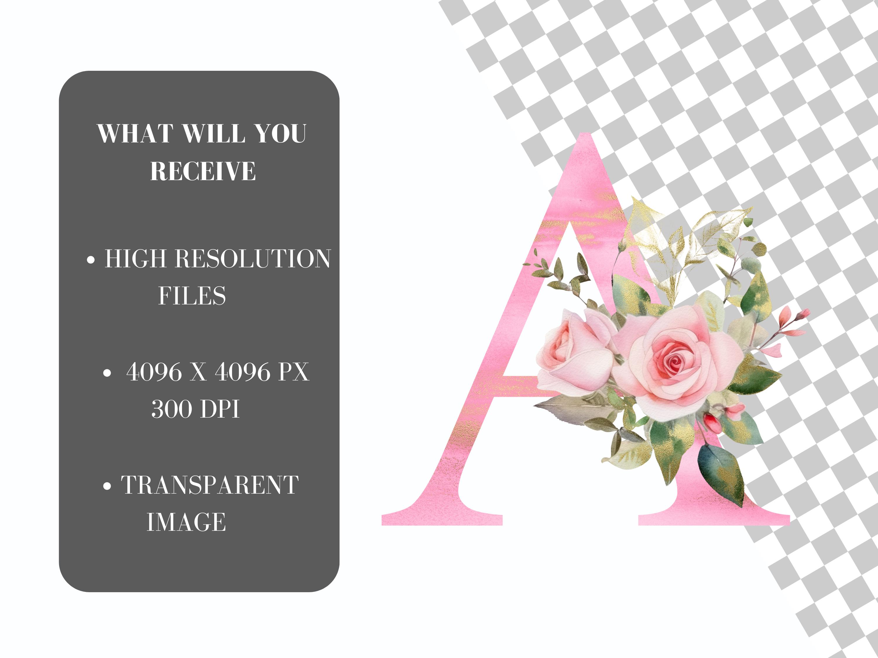 Pink Alphabet Clipart, Blush Pink Alphabet Png, Watercolor Alphabet A–Z ...