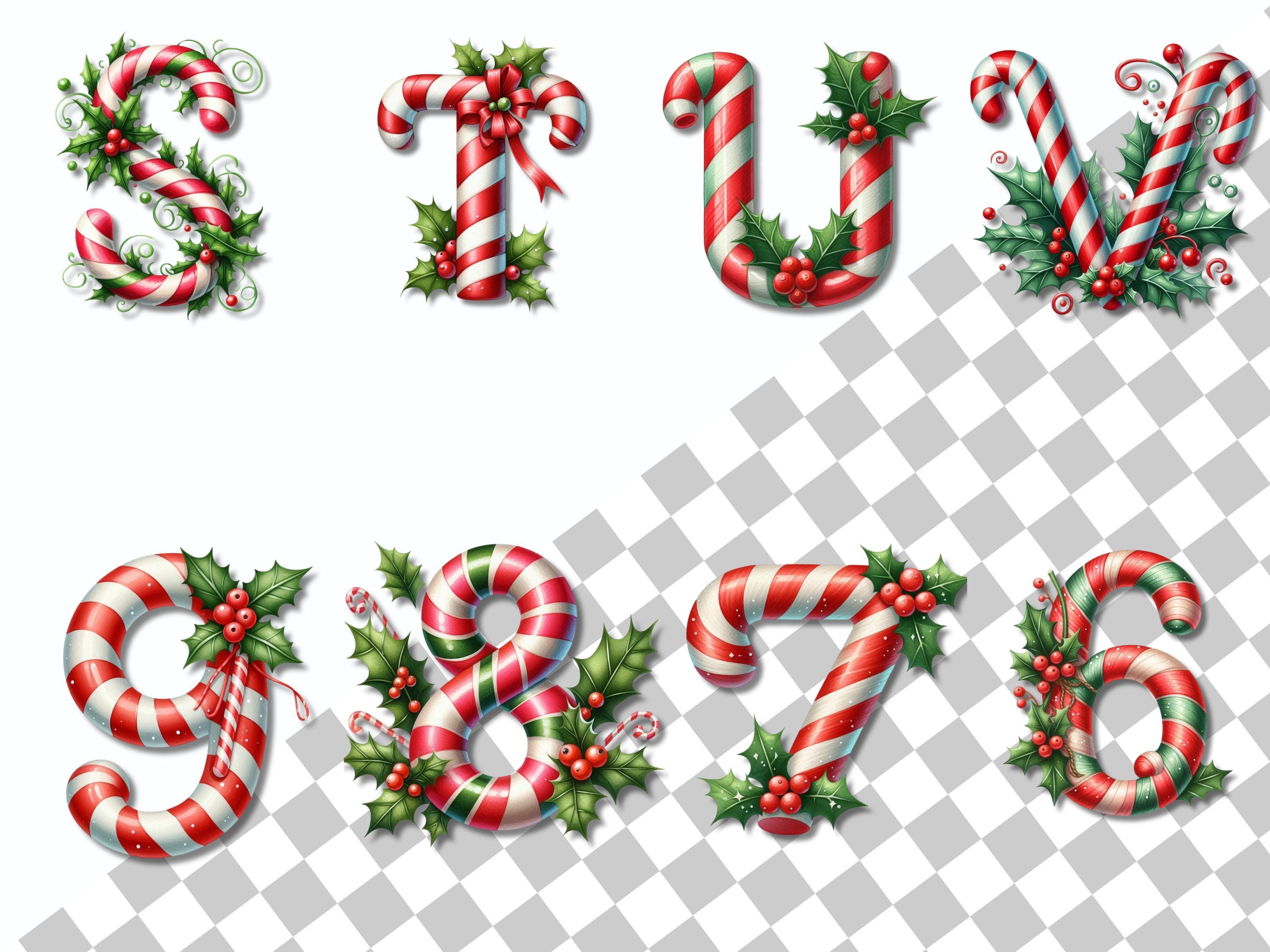 Christmas Alphabet Clipart, Candy Stripe Letters Png, Red White Stripe ...